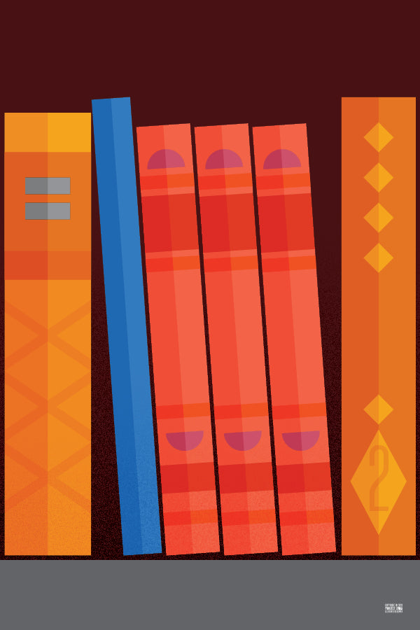 Bookshelf : Mostly Orange Books 2 Style 1 poster – Project Luma