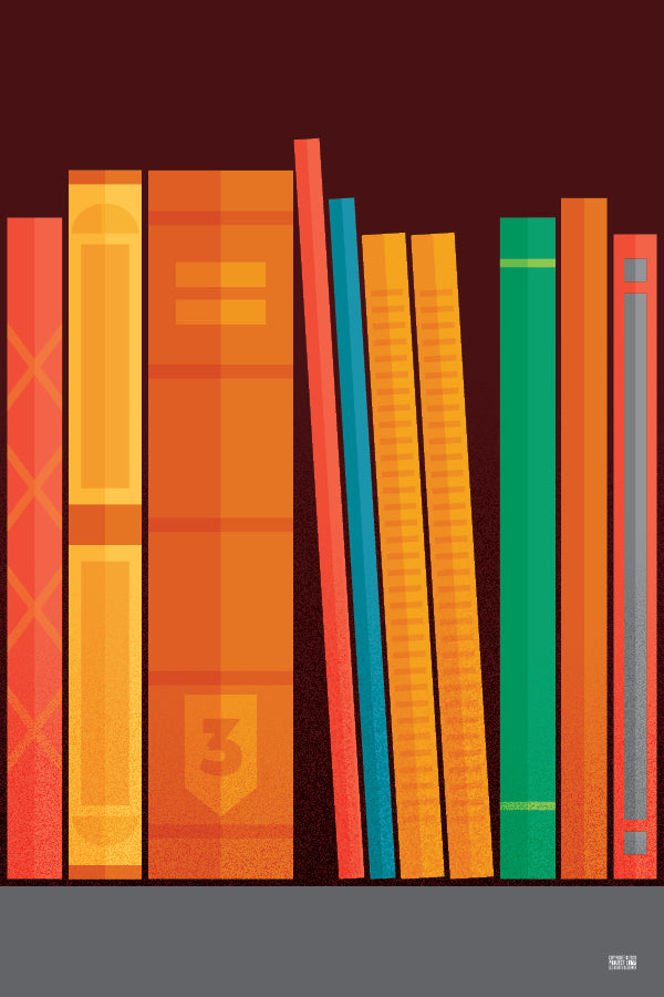 Bookshelf : Mostly Orange Books 3 Style 1 poster – Project Luma